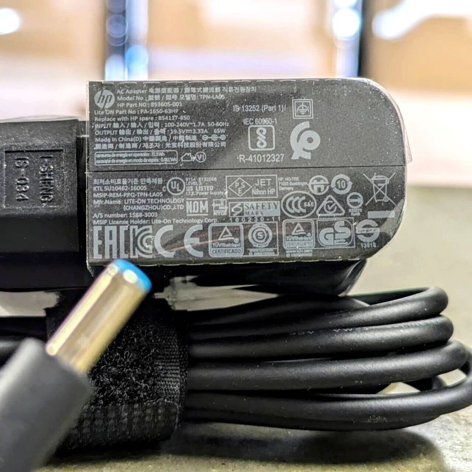 Genuine 65W HP AC Adapter Charger blue tip 19.5V Pavilion 853605-001 ...