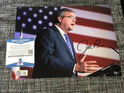 JEB BUSH SIGNED AUTOGRAPH 8X10 PHOTO USA FLORIDA GOVENOR BECKETT BAS ...