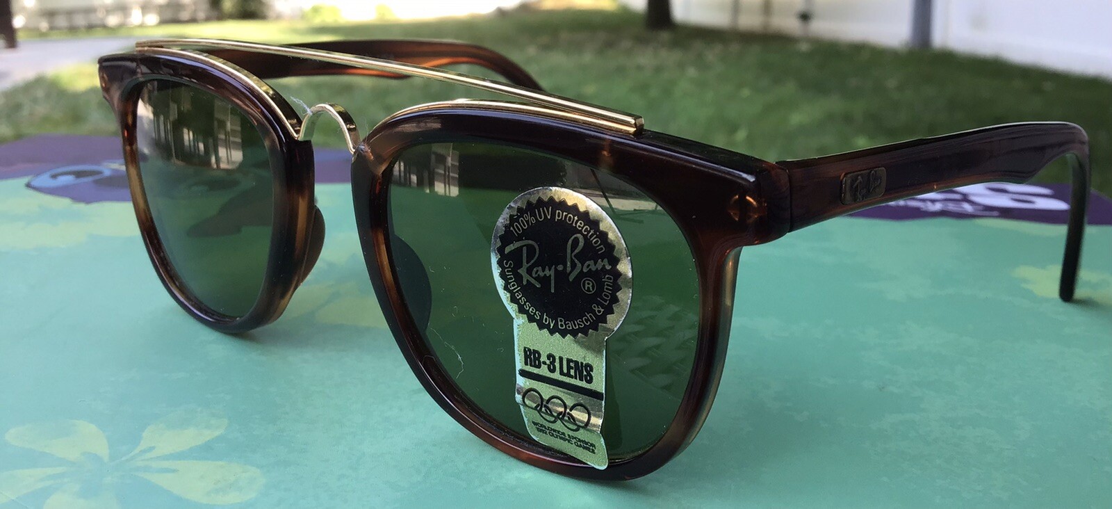 VINTAGE 80s RAY BAN W0937 TORTOISE GREEN GATSBY SUNGLASSES USA | eBay