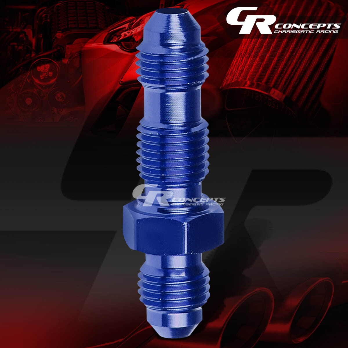 3AN AN3 AN-3 MALE THREAD STRAIGHT BULKHEAD FLARE BLUE ALUMINUM ANODIZE ...