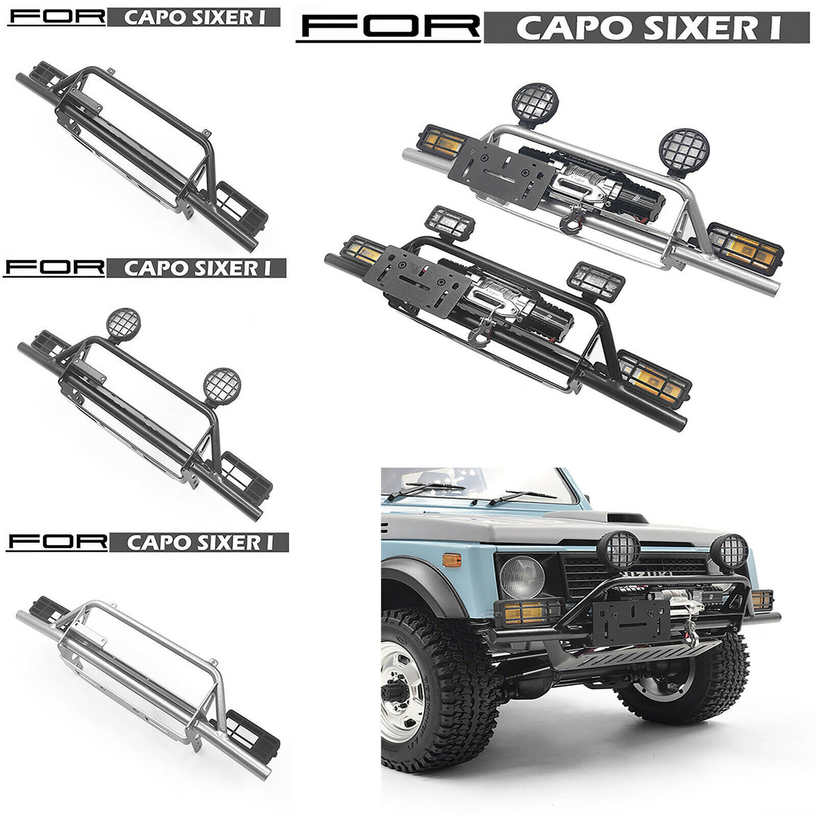 Metal TUBE Front Bumper Spotlight Accessories for Capo 1:6 Samurai ...