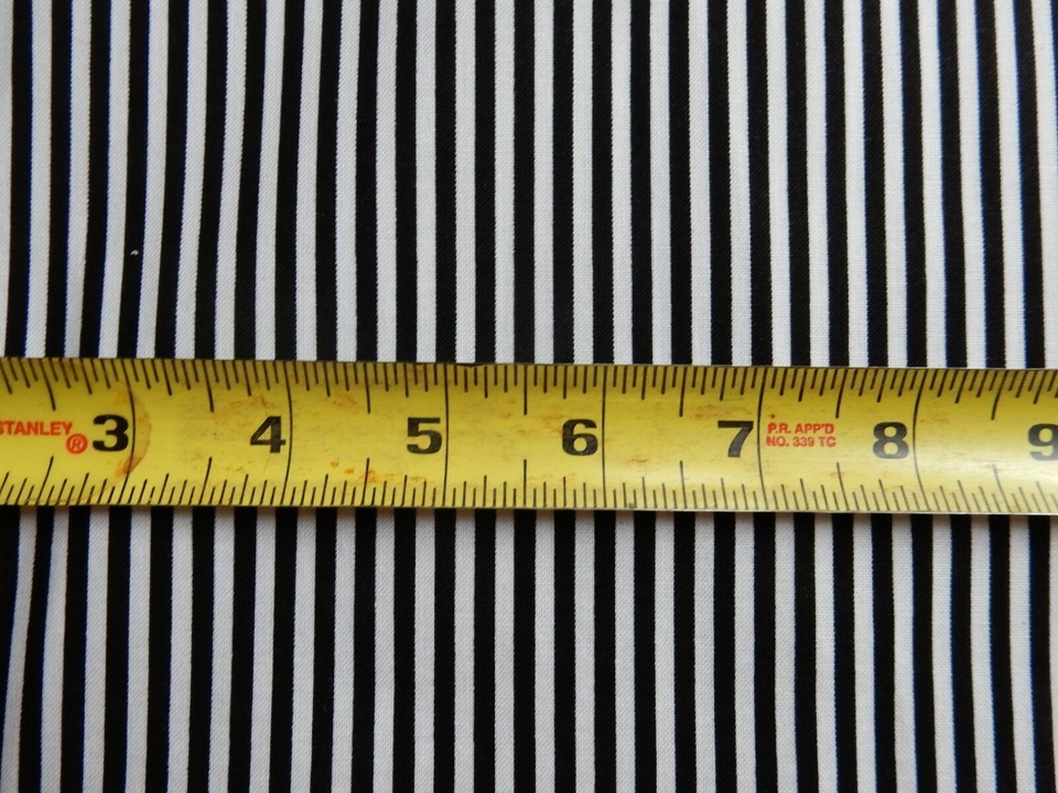 Stripe black & white 1/8" stripes C8109 durable cotton Fabric 36" Bolt ...