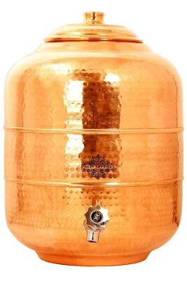 Hammered Copper Water Dispenser Pot Matka Storage Container Kitchenware ...