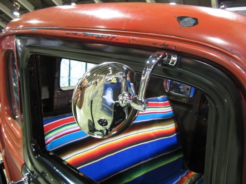 4 INCH PEEP MIRROR WITH L.E.D LIGHT FOR HOT RODS COUPES, ROADSTERS ...