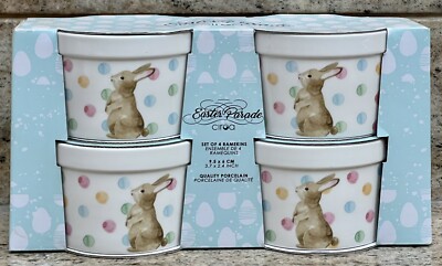 Ciroa Bakeshop Easter Bunny Polka Dot Ramekin Bowls / Appetizer Bowls ...