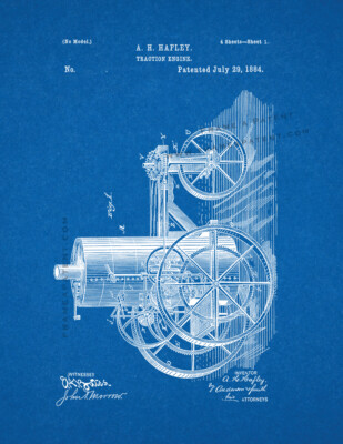 Traction Engine Patent Print Blueprint | eBay