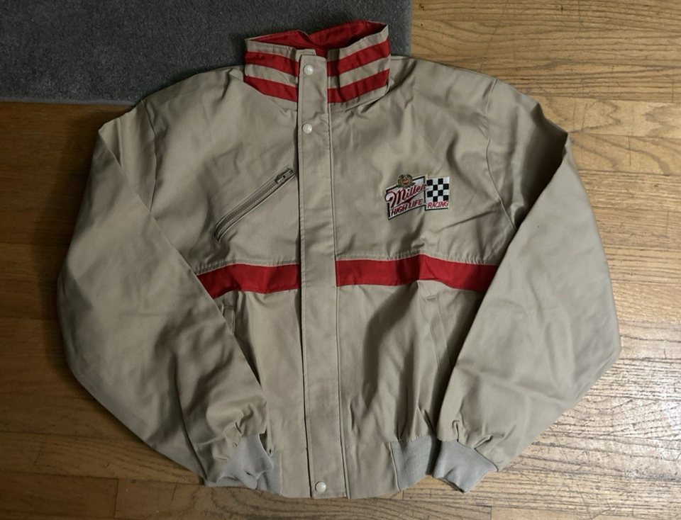 Vintage Miller High Life Racing Team Jacket Beige Zip Up 70s NEW IN ...