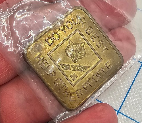 BSA Pledge Token Brass Square NO Hole Do Your Best Cub Boy Scout Square ...