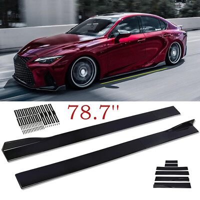For Lexus IS250 IS350 ES300 ES350 IS F Glossy Black Look Side Skirt Lip ...