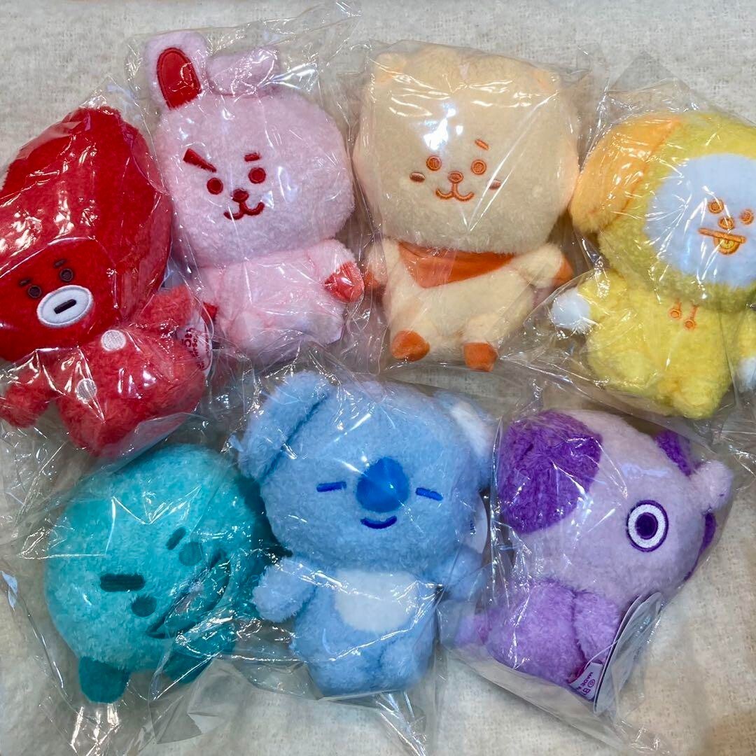 BTS BT21 SET of 7 5th Anniversary Rainbow Color Bean Doll Plush LINE ...
