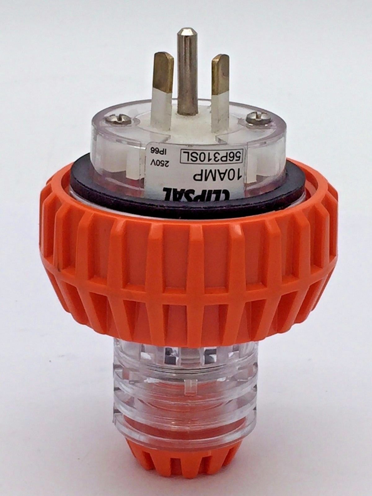 CLIPSAL 56P310SL Plug Top Straight 3 Pin 10A 250V IP66 2 Flat & Round ...