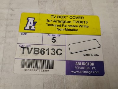 Box of 5, Arlington TV Box Cover TVB613C 7" x 17" White Plastic ...