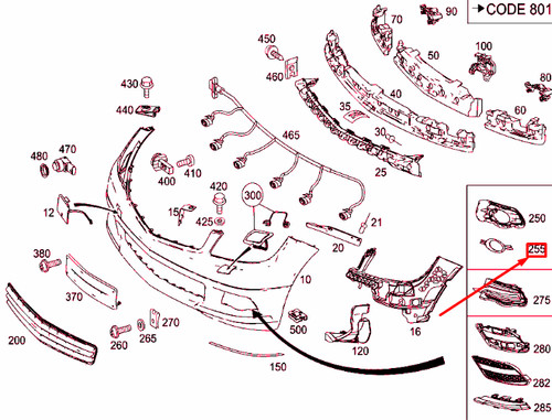 NEW MERCEDES-BENZ C W204 FRONT BUMPER RIGHT GRILLE TRIM RING ...