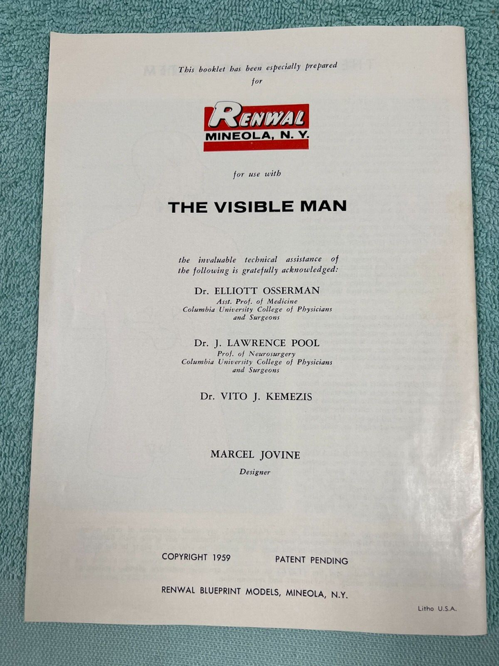 Vtg 1959 Renwal “The Invisible Man” Model Kit Assembly Inst. & Anatomy ...