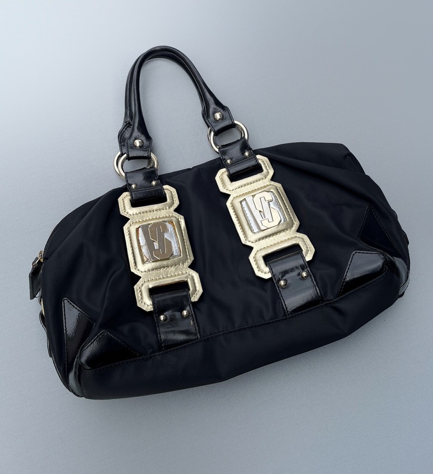 Authentic VERSUS By GIANNI VERSACE Logo Details Y2K Nylon Leather Tote ...