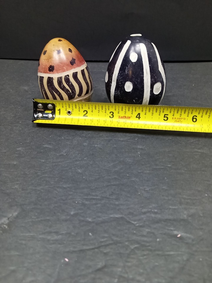 ️ 2 Decorative Aztec Design Hand Carved And Painted Stone Eggs Decor | eBay