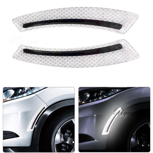 2X Reflective Carbon Fiber Car Wheel Eyebrow Sticker Side Fender Vent ...