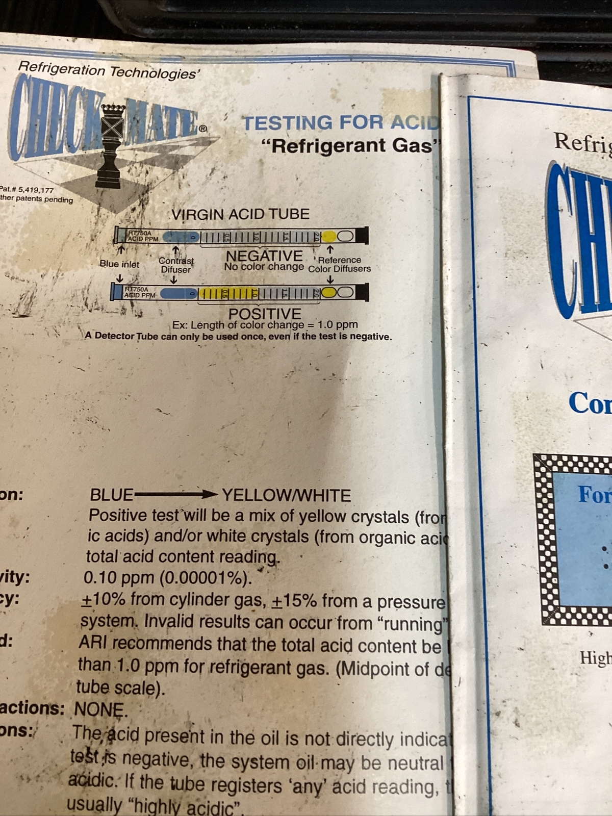 REFRIGERATION TECHNOLOGIES CHECKMATE CONTAMINATION DETECTOR KIT - With ...