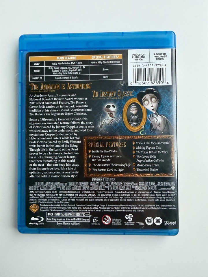 The Corpse Bride Bluray | eBay UK