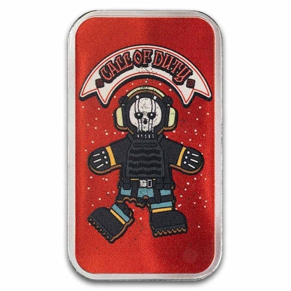 1 oz Silver Call of Duty™ Gingerbread Ghost Colorized Bar In Assay Card ...