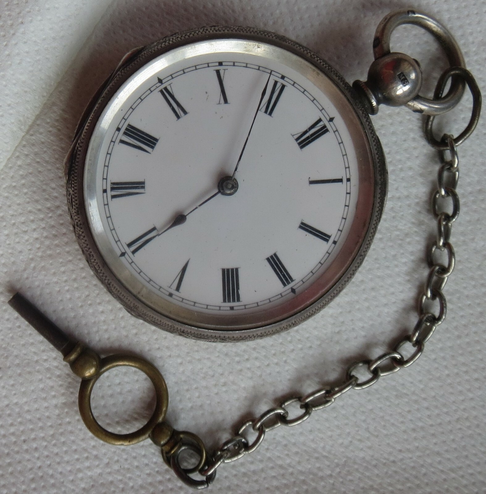 Andre Mathey Pocket Watch open face silver carved case 45 mm. in ...