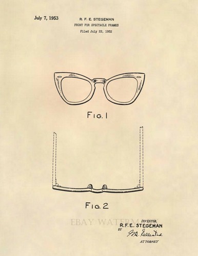 Vintage Eyeglass Frames US Patent Art Print- Antique Eye Wear Glasses ...