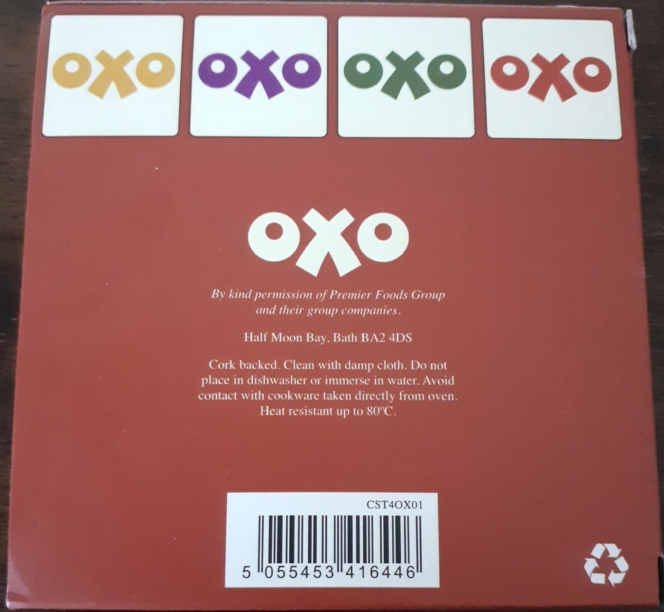 OXO Coaster Red design - NEW - Size 10 x 10 cm Cork backing. | eBay