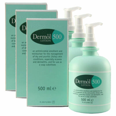 3 x Dermol 500 Lotion 500ml Moisturiser Antimicrobial Soap Substitute ...