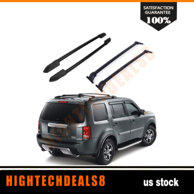 4Pcs Roof Rack Side Rail + Cross Bar for 2009-2015 Honda Pilot Black ...