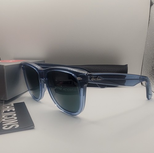 RB2140 658756 RayBan Wayfarer Transparent Blue Frame Blue Lens 54MM | eBay