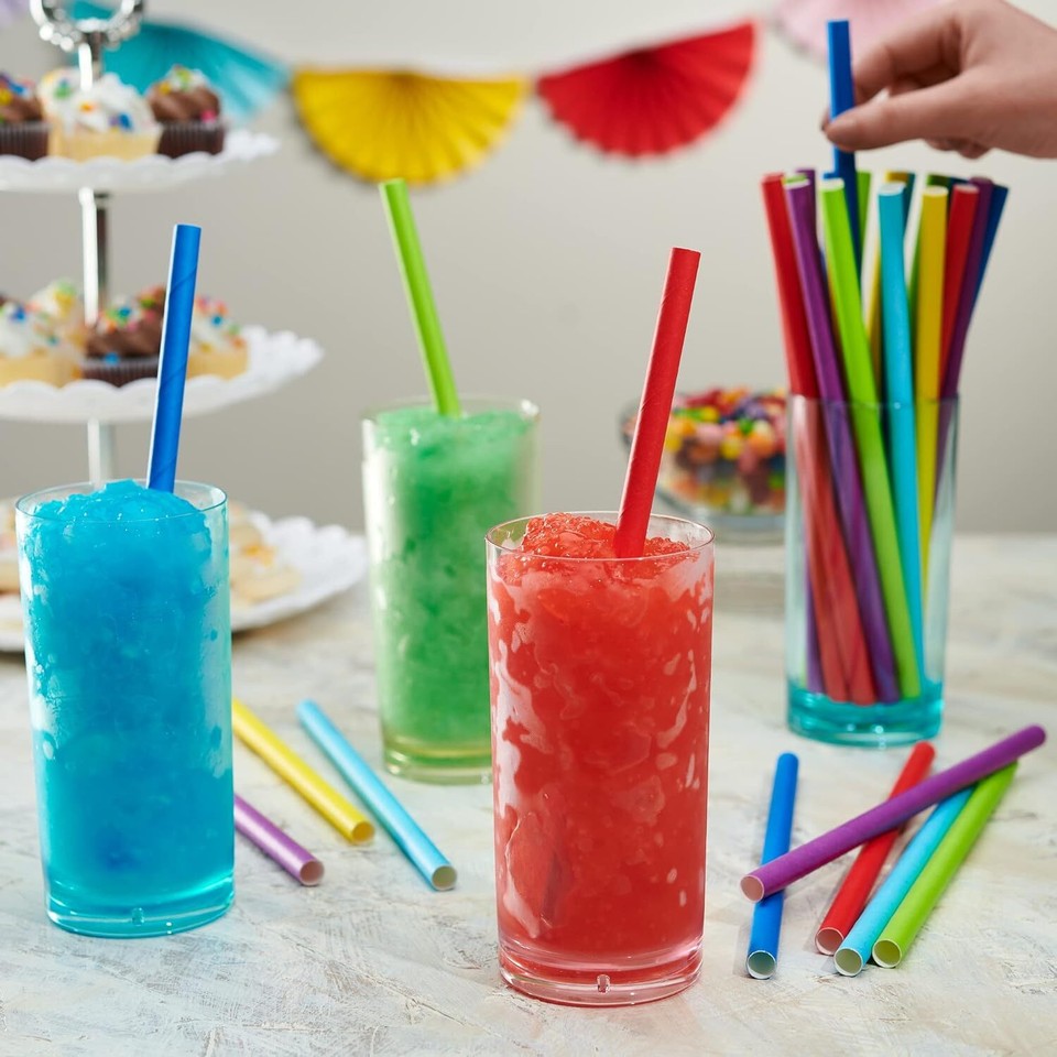 100 Count] Jumbo Paper Smoothie Straws, 100% Biodegradable, Assorted ...