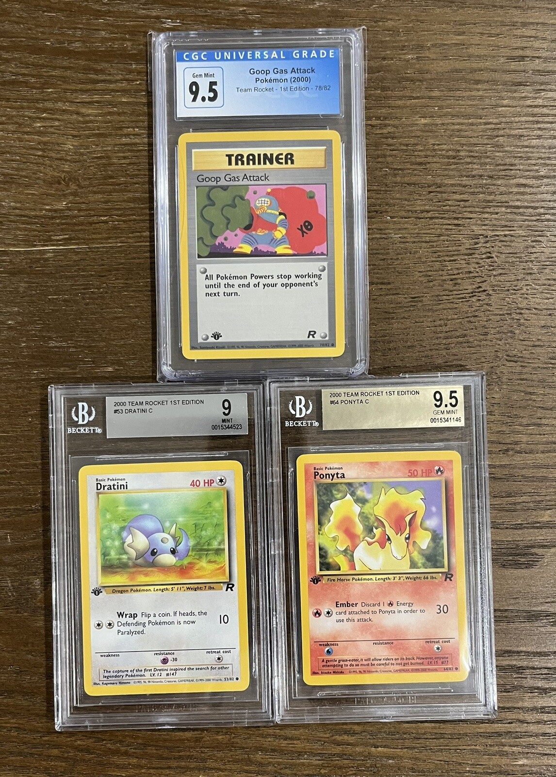 Gem Mint & Mint Pokemon Team Rocket 1st Edition Slabs, Dratini, Ponyta ...