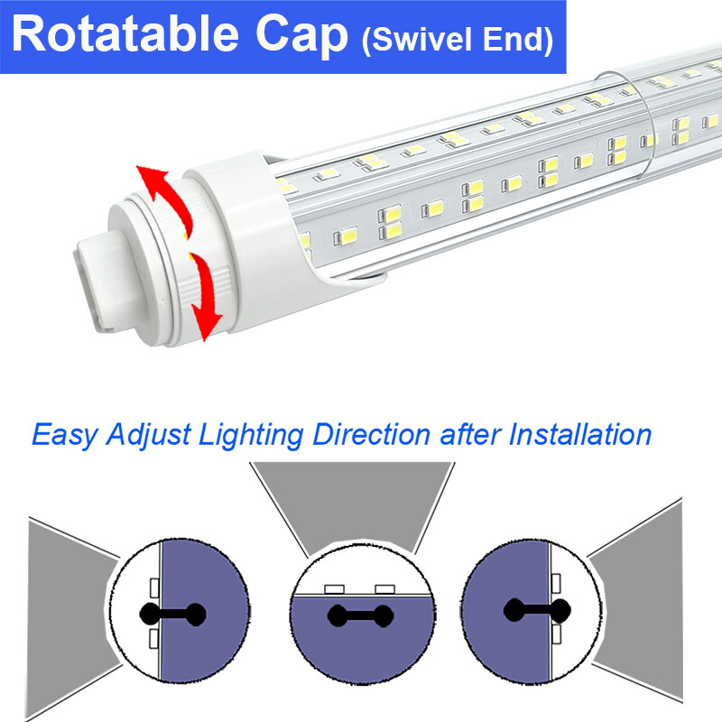 8Ft HO Led Tube Light Bulbs 144W 6500K 2 Pin 8 Ft Led Shop Lights No RF ...