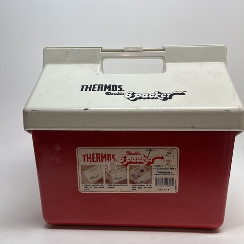 VTG Thermos Double 6 Packer Cooler Ice Chest Red 12 QT USA 7714, K-mart ...