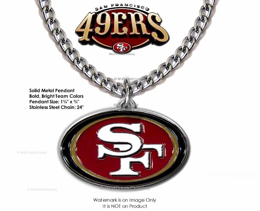 San Francisco 49ers Necklace 24" Stainless Steel Chain - NFL Football ...