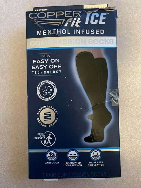 Copper Fit Ice Menthol Infused Compression Socks Black Small/medium for ...