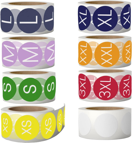 4000 Pieces Multi-Colored Clothing Size Sticker Labels, 8 Rolls of 7/8 ...
