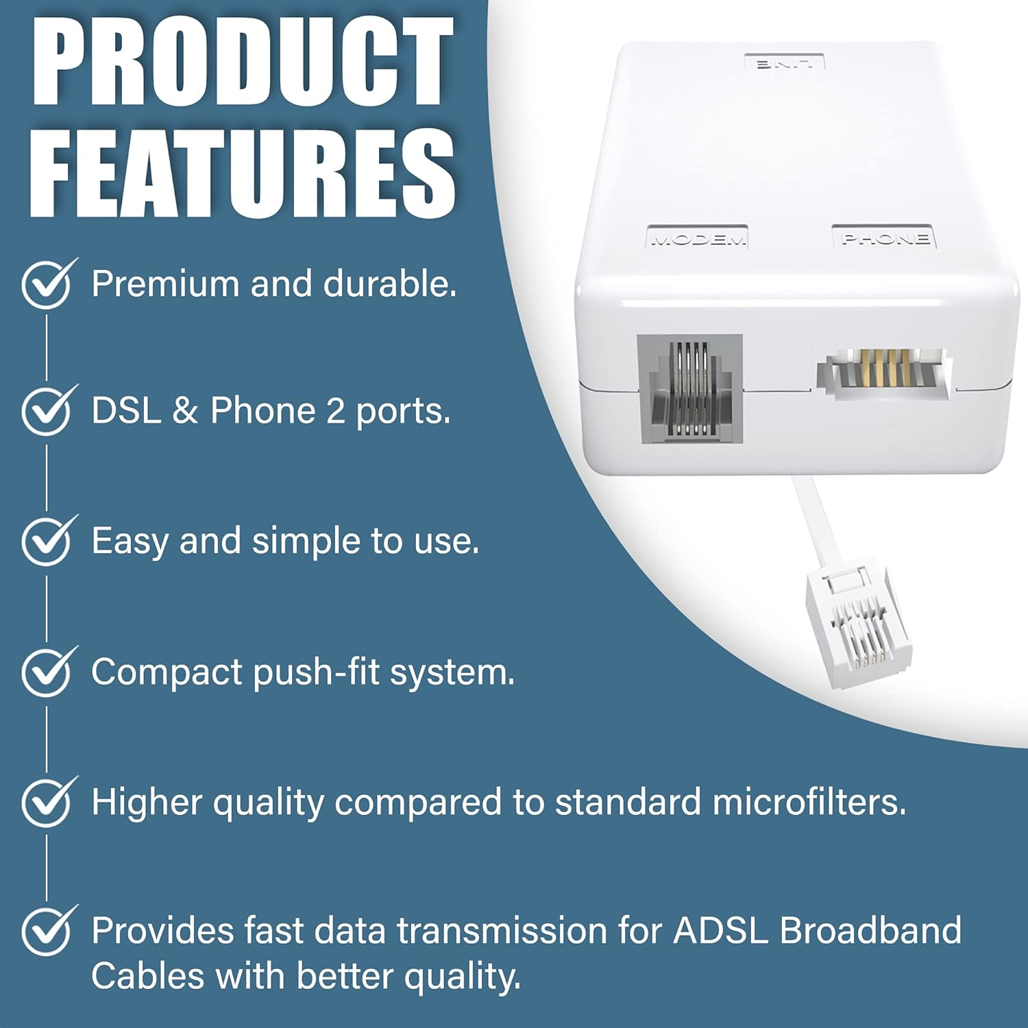 ASNQ ADSL Filter - Microfilter for Phone/Broadband BT Plug to RJ11 ...