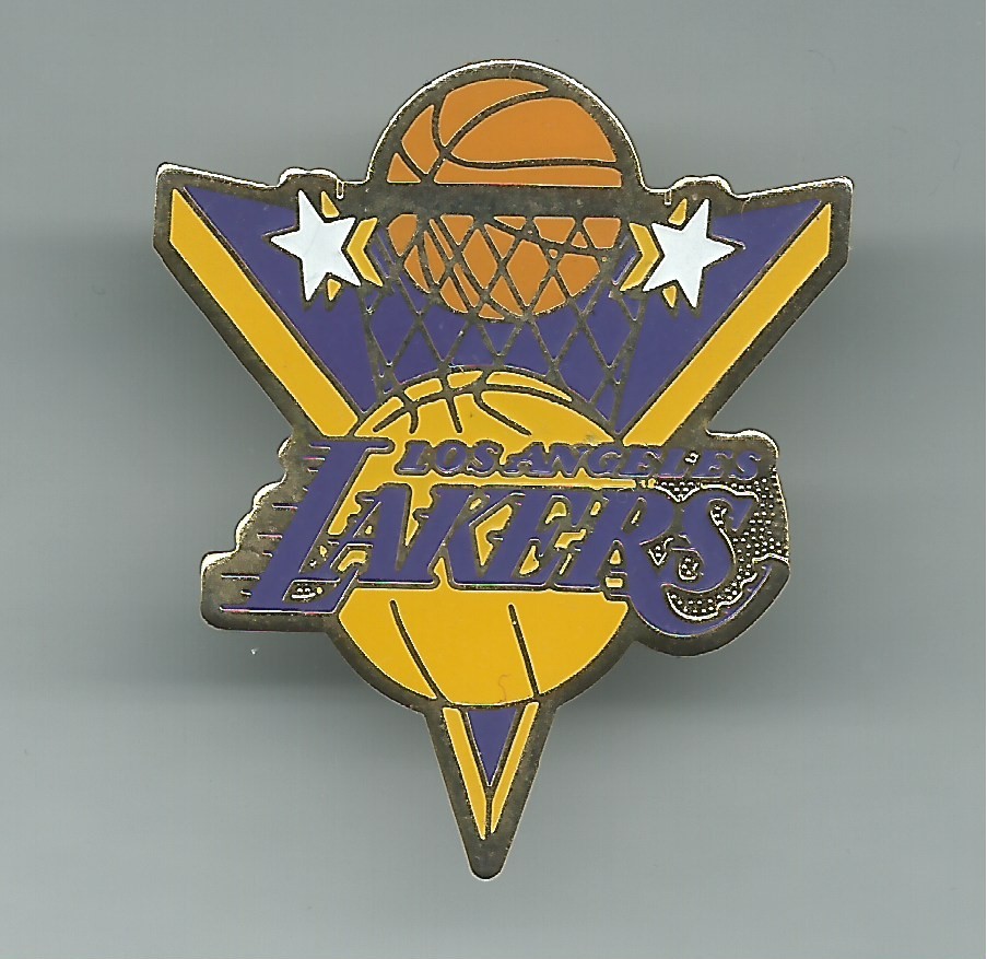 NBA Los Angeles Lakers Triangle Pin Basketball Hoop Stars Stamped 2000 ...
