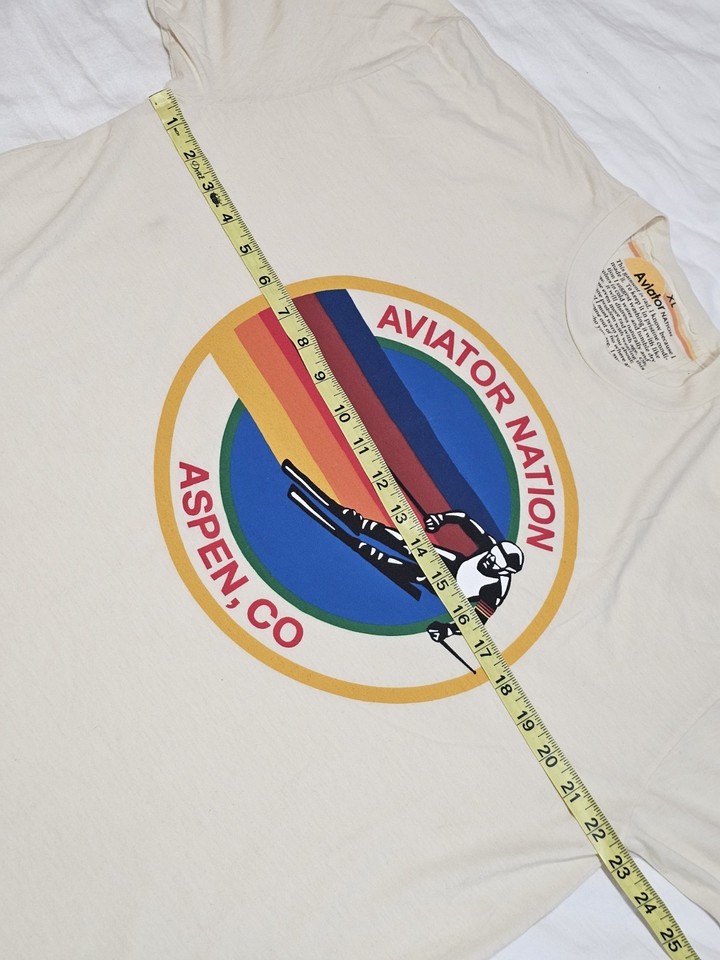 Aviator Nation Aspen Colorado Graphic T-shirt Cream Short Sleeve Mens ...