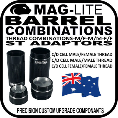 MAGLITE BARREL EXTENSIONS ST TUBE ADAPTORS THREAD COMBOS C/D FLASHLIGHT ...