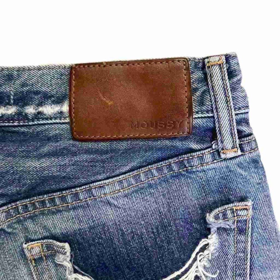 MOUSSY Women's Crushed Indigo Denim Jeans 24 Slim Fit Pants | eBay