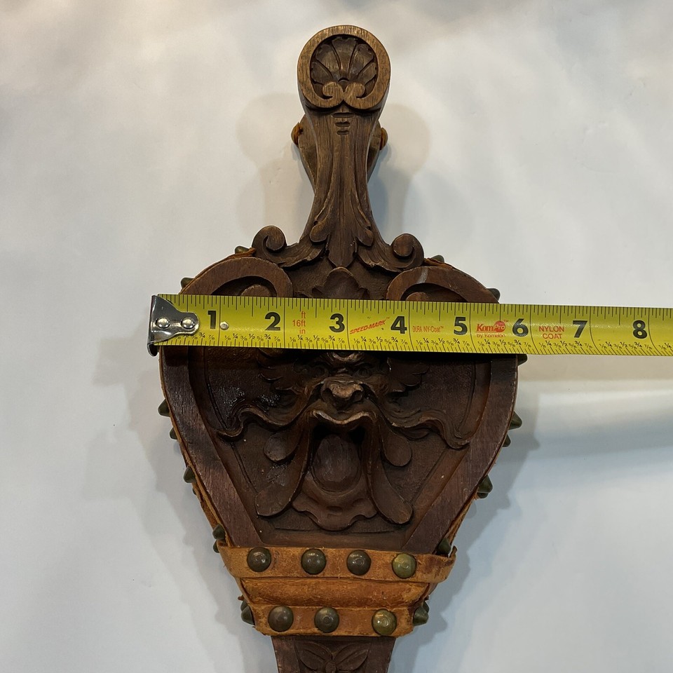 Antique hand carved fireplace Bellows From The 1800s wood and leather ...