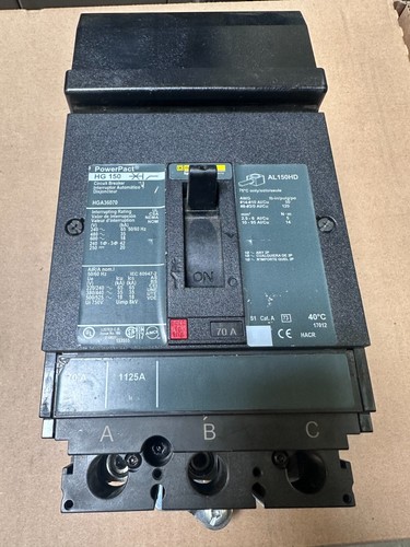 Square D HGA36070 3 Pole 70 Amp 600 Volt I-Line PowerPacT Circuit ...