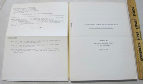 Original FEB. 1972 US Foreign Policy For The 1970's-R M Nixon-Peace ...