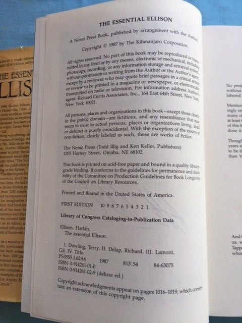 THE ESSENTIAL ELLISON. A THIRTY FIVE YEAR RETROSPECTIVE - 1ST. SIGNED ...