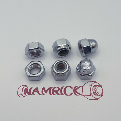 UNF Chrome Plated Full Nut, Dome Nut, Nyloc Nut 10:32 1/4" 5/16" 3/8" 7/16" | eBay