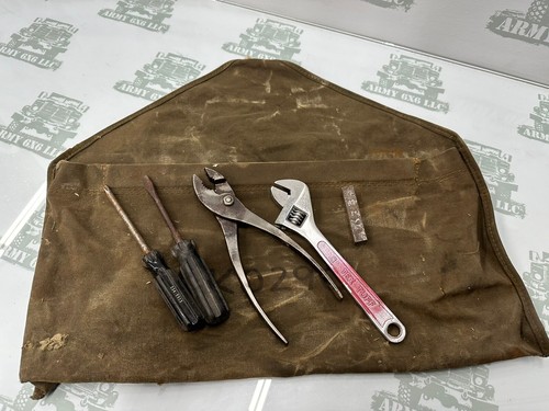 M35a2 Tool Kit Adj Wrench Plier Screw Drivers US Army Canvas Tool Bag ...