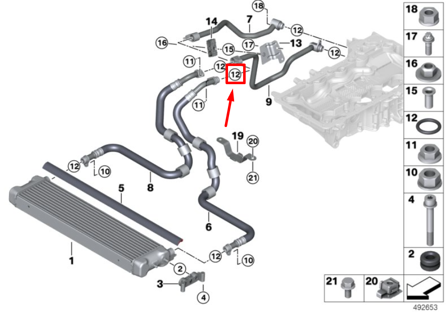 BMW 8 F91 Motor Kurbelwellenposition. Sensor-O-Ring 12141748398 1748398 ...