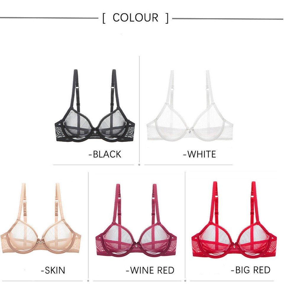 2 Bras Sexy Lady Bra Sheer Mesh Lace Lingerie Seductive Thin Section ...